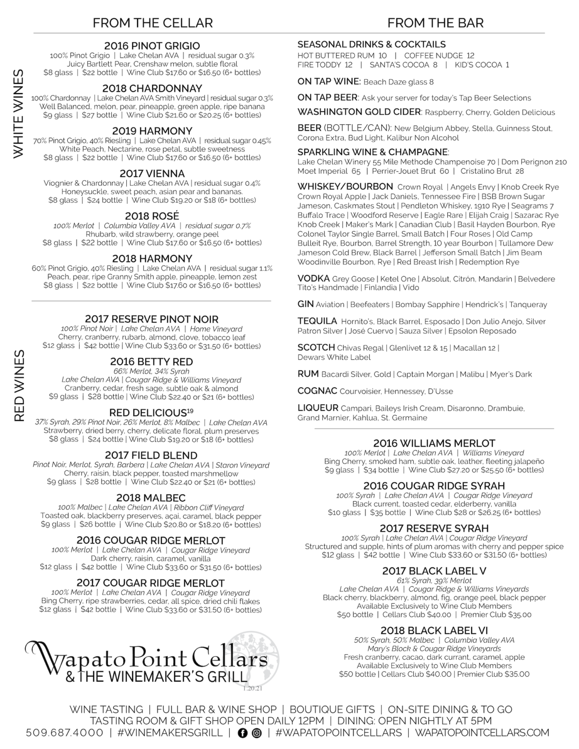 Menu – Wapato Point Cellars